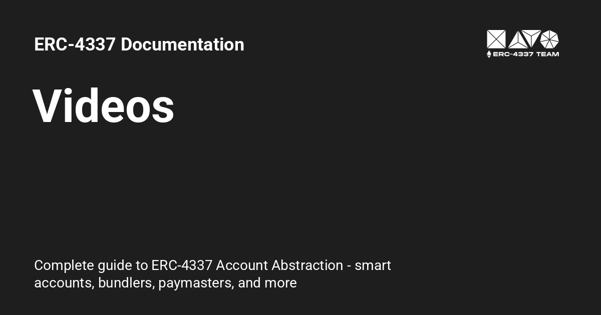 Videos - ERC-4337 Documentation
